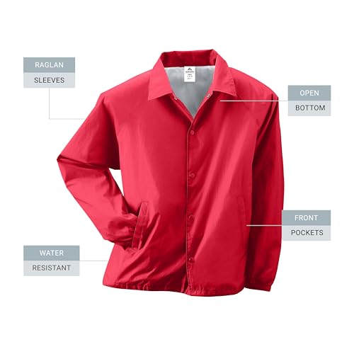 Augusta Sportswear Men's Standard Nylon Coach's Jacket/Lined, Red, Medium