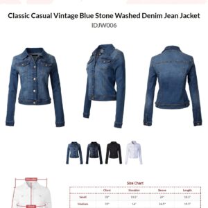 Design by Olivia Women's Classic/Destroyed Vintage Washed Long Sleeve Denim Jean Jacket Medium Denim L