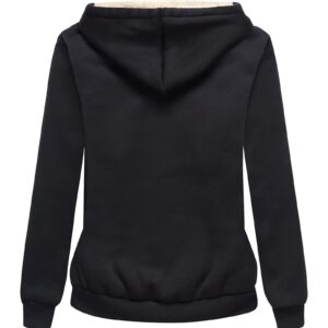 SWISSWELL Hoodies for Women Winter Fleece Sweatshirt - Full Zip Up Thick Sherpa Lined Black XX-Large