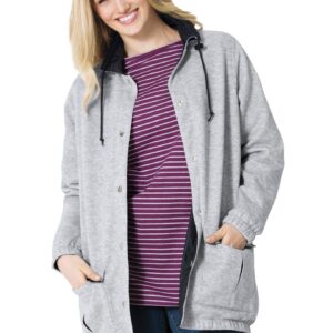 Woman Within Women's Plus Size Fleece Nylon Reversible Jacket - 3X, Black Heather Grey