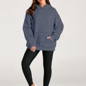 Trendy Queen Oversized Hoodies for Women Cute Sweatshirts Fleece Jackets Long Sleeve Sweaters Loose Casual Pullover Fall Fashion 2024 Winter Y2k Clothes Teen Girls Dusty Blue