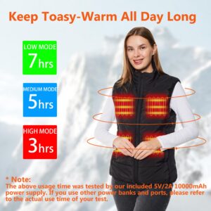 KSFJZF Women Heated Vest with 10000mAh Power Bank - Stand Collar Sleeveless Jacket Winter Coat Heating Vest for Women, 8 Heating Zones, 3 Heating Temperature, 2.5h Auto Shut-off (S)