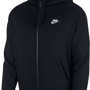 Nike Men's Sportswear Club Fleece Full Zip Hoodie, Fleece Zip-Up Hoodie Men, Black/Black/White, 2XL