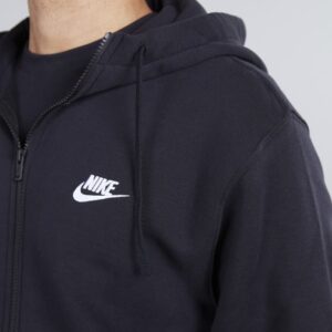 Nike Men's Sportswear Club Fleece Full Zip Hoodie, Fleece Zip-Up Hoodie Men, Black/Black/White, 2XL