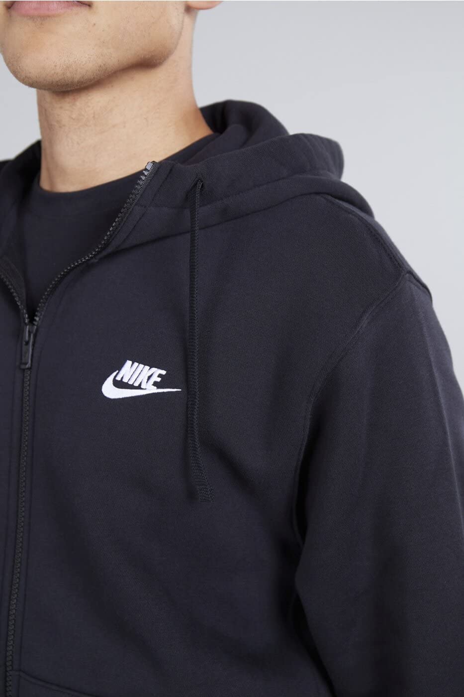 Nike Men's Sportswear Club Fleece Full Zip Hoodie, Fleece Zip-Up Hoodie Men, Black/Black/White, 2XL