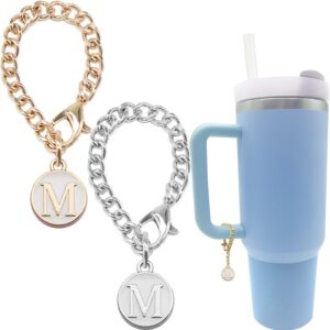 tovly 2pcs stanley cup accessories letter charms name id initial letter handle personalized charm for stanley tumbler (m)