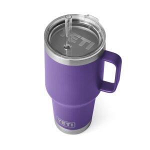 yeti rambler 35 oz tumbler with handle and straw lid, travel mug water tumbler, vacuum insulated cup with handle, stainless steel, peak purple