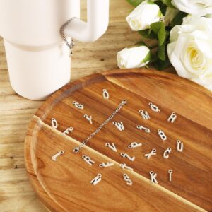 26pcs Letter Accessories for Stanley Cup, Stylish Tumblers Letter Accessories Name & ID Letter Handle for Stanley (Silver)