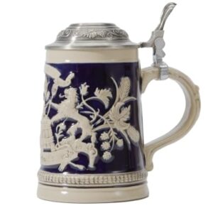 HAUCOZE Beer Stein Mug German Bavarian Drinking Stanley Drinking Mug with Lid for Man 0.6Liter