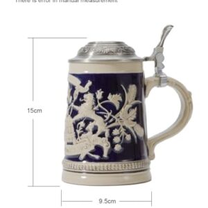 HAUCOZE Beer Stein Mug German Bavarian Drinking Stanley Drinking Mug with Lid for Man 0.6Liter