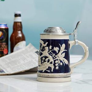 HAUCOZE Beer Stein Mug German Bavarian Drinking Stanley Drinking Mug with Lid for Man 0.6Liter