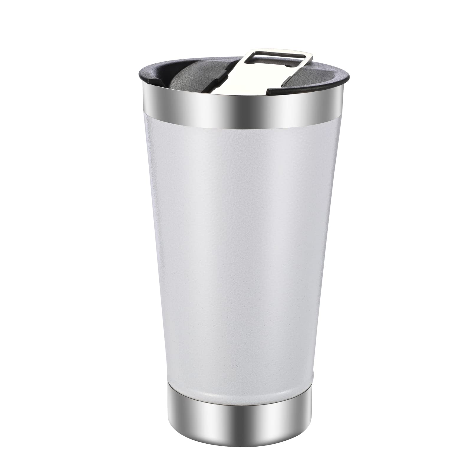 Stylusella Tumbler 16oz/480ml Stainless Steel Beer Mug, Double Wall Vacuum Insulated Tumbler, Cup Lid with Bottle Opener, Keeps Drinks Cold or Hot, For Beer, Coffee, Iced Tea and Other Drinks (Pearl)