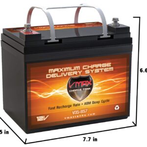 VMAXTANKS V35-857 12V 35AH AGM Marine Deep Cycle Battery for Berkley BTX25 - Saltwater Electric Trolling Motor (12V 35AH, GROUP U1, 7.7"x 5"x 6.1")