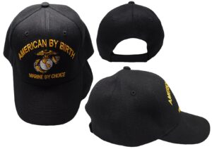 trade winds american by birth marine by choice black acrylic adjustable embroidered baseball hat cap - officially licensed