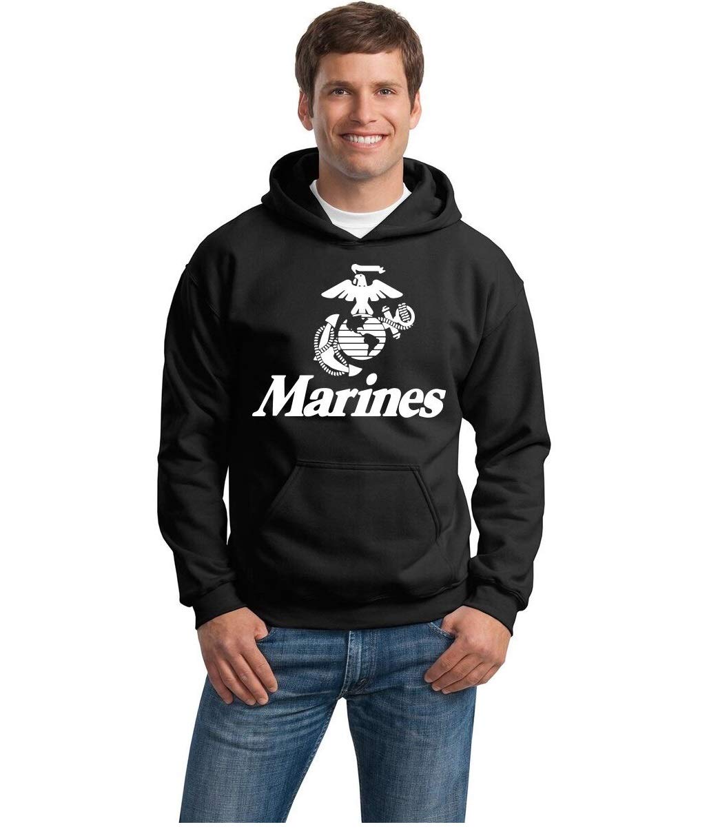 Lucky Ride US MARINES SWEATSHIRT USMC HOODIE MARINE CORPS LARGE Black