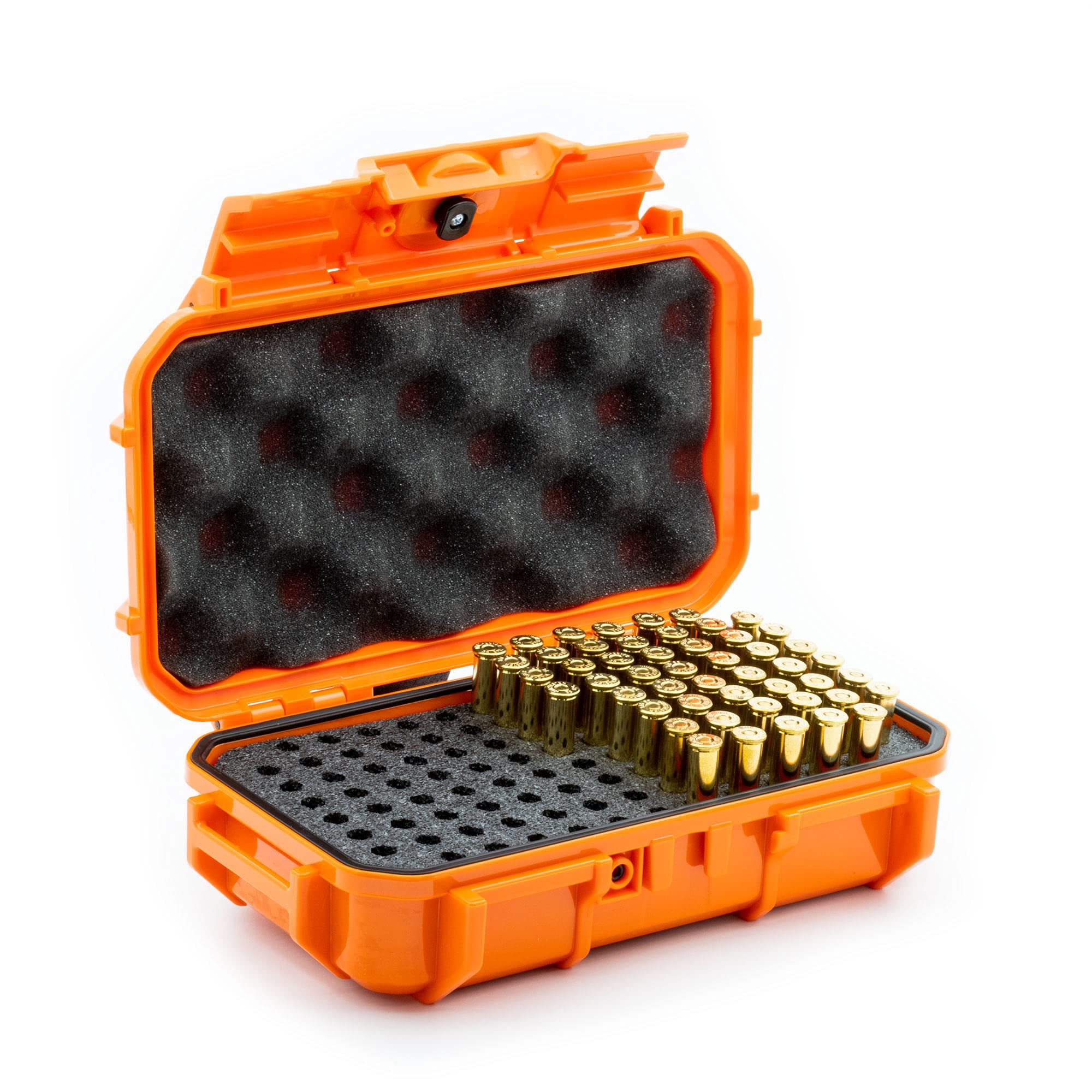 Seahorse SE-56B100 100 Round Locking Bullet / Ammo Storage Box - Mil Spec / Waterproof / USA Made / Dust Proof / Airtight - for 9mm .40 10mm .22 5.56 NATO .223 Caliber Ammunition (Orange)