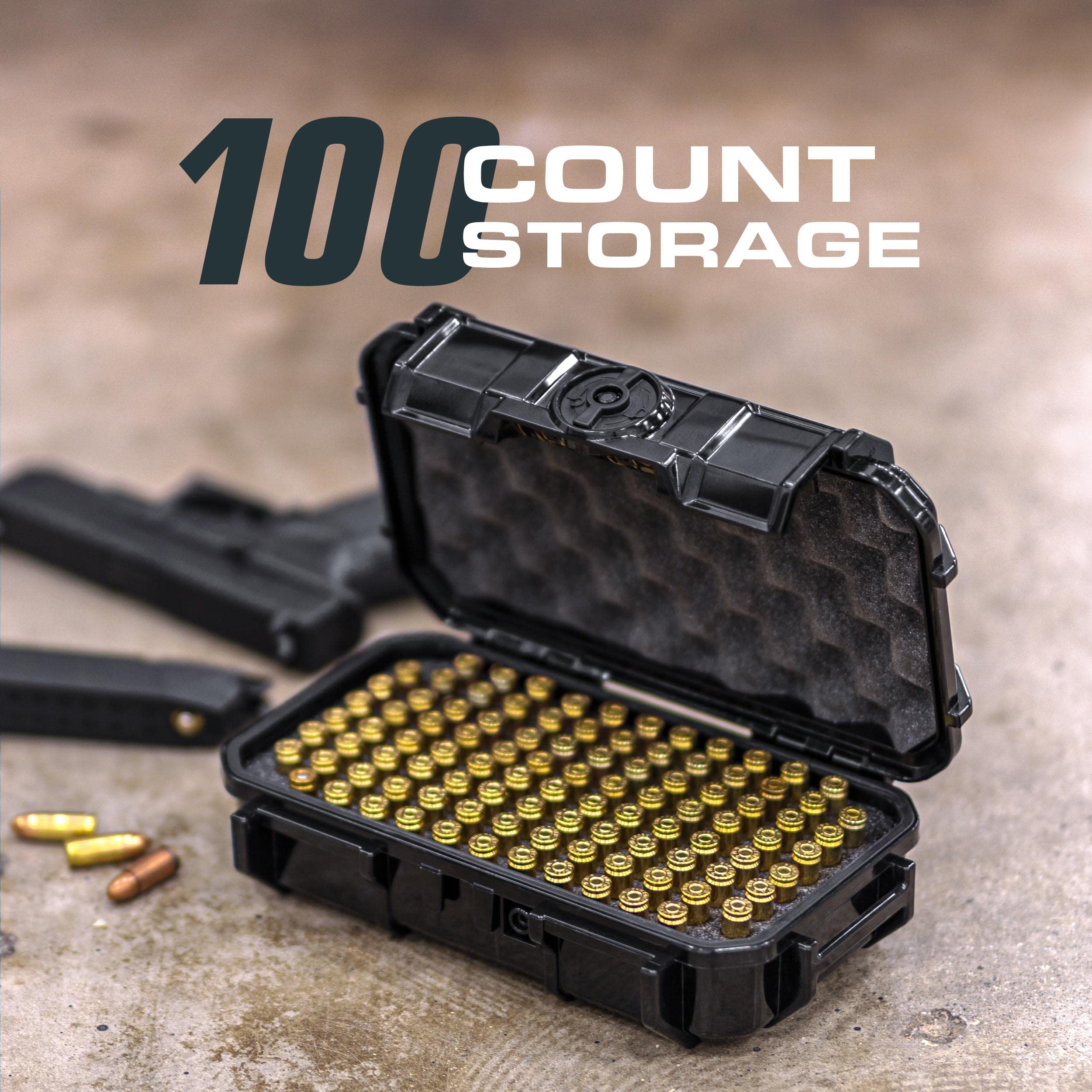 Seahorse SE-56B100 100 Round Locking Bullet / Ammo Storage Box - Mil Spec / Waterproof / USA Made / Dust Proof / Airtight - for 9mm .40 10mm .22 5.56 NATO .223 Caliber Ammunition (Orange)