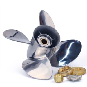 captain 4 blades stainless steel boat propeller fit mercury, 13 diameter x 19 pitch, 15 spline tooth outboard engines motor prop, oem rh propellers for 40 50 70 force 75 80 90 100 115 125 140 hp