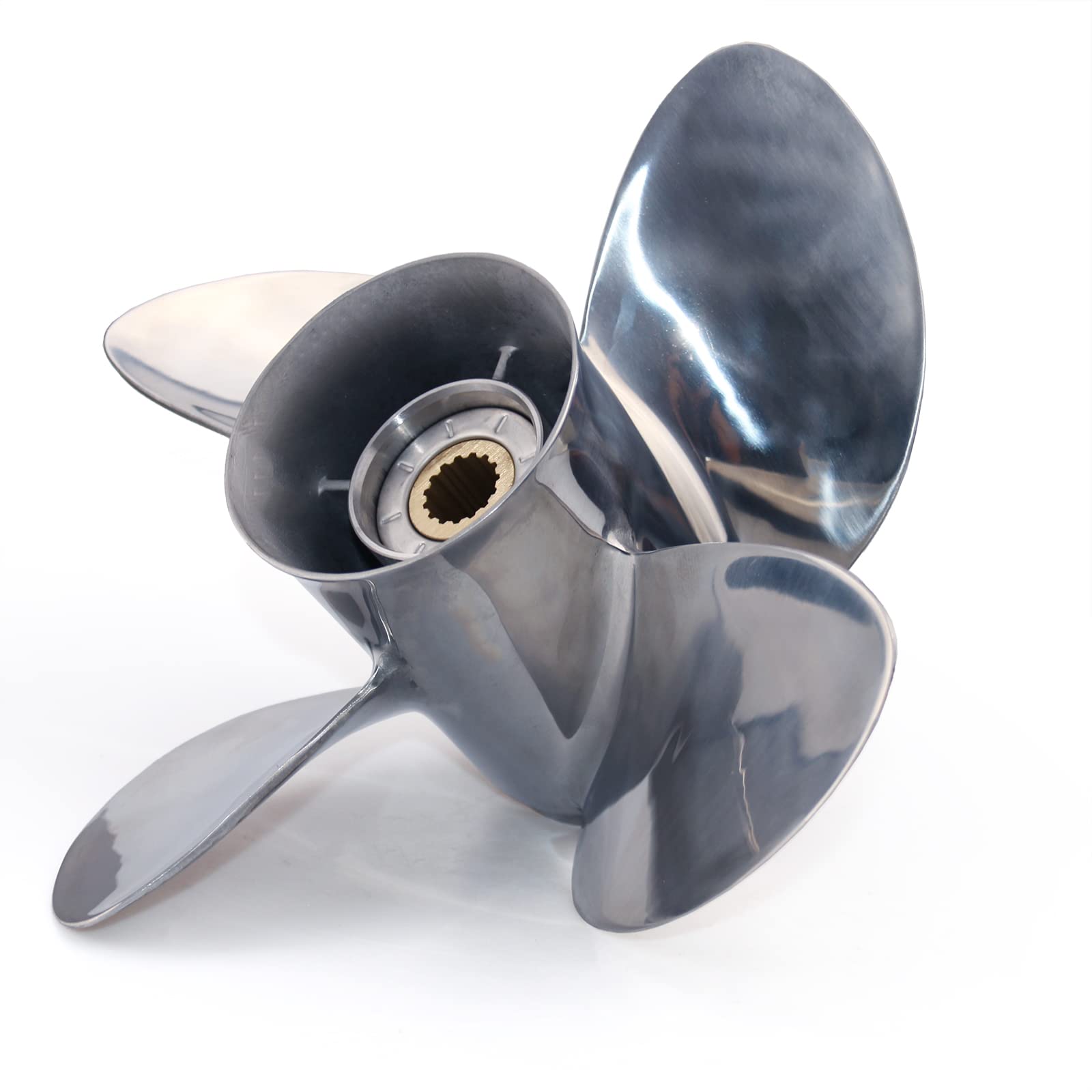 CAPTAIN 4 Blades Stainless Steel Boat Propeller fit Mercury, 13 Diameter x 19 Pitch, 15 Spline Tooth Outboard Engines Motor Prop, OEM RH Propellers for 40 50 70 Force 75 80 90 100 115 125 140 HP