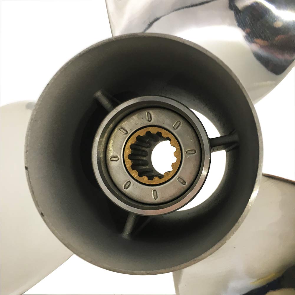 ARKDOZA 3 Blade Polished RH Props for Tohatsu 35/45/50HP Outboard Stainless Steel Propeller 11.6x11