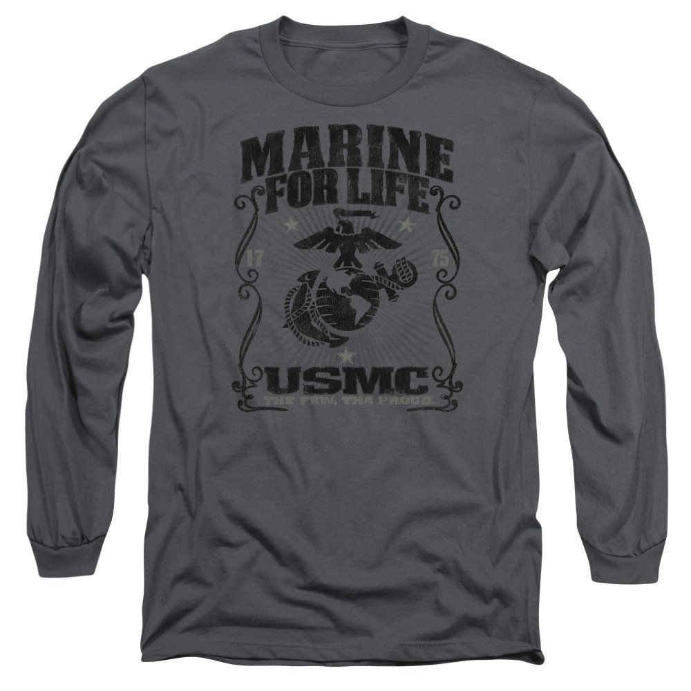 US Marine Corps for Life Unisex Adult Long-Sleeve T Shirt for Men and Women