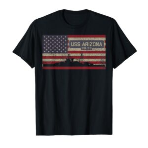 USS Arizona BB-39 Battleship USA American Flag T-Shirt