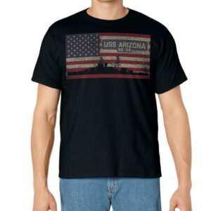 USS Arizona BB-39 Battleship USA American Flag T-Shirt