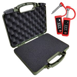 9mm tsa approved hard lockable gun case for pistol revolver and handgun | 12.3” inches x 10.5” airline compliant locking & tsa approved protective rubber sleeve & cut-resistant monoshaft tactical gun