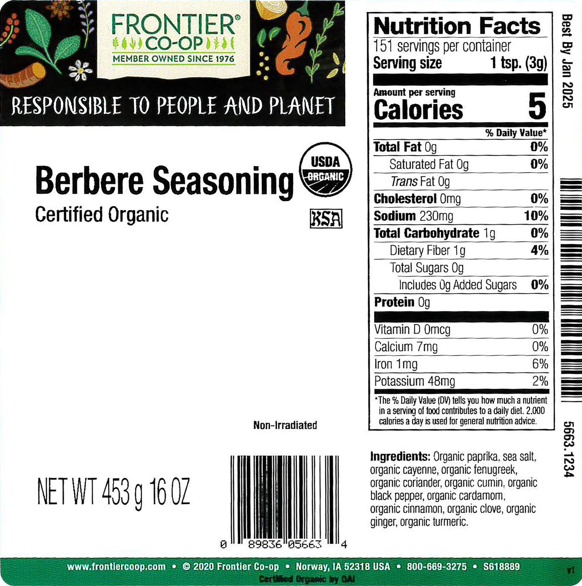 Frontier Co-op Organic Berbere Seasoning 1lb