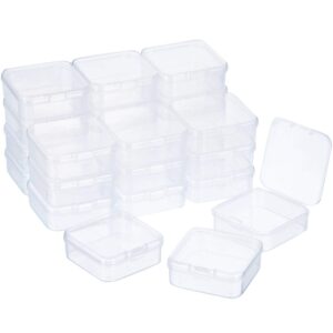 SATINIOR 24 Packs Small Clear Plastic Beads Storage Containers Box with Hinged Lid for Storage of Small Items, Crafts, Jewelry, Hardware(2.9 x 2.9 x 1 Inches)