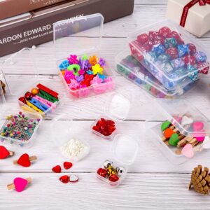 SATINIOR 24 Packs Small Clear Plastic Beads Storage Containers Box with Hinged Lid for Storage of Small Items, Crafts, Jewelry, Hardware(2.9 x 2.9 x 1 Inches)