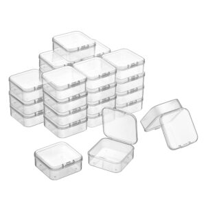 pure future 48 pieces small plastic bead storage containers and organizer boxes with hinged lid, clear craft supply box for diy art craft accessor (1.7 x 1.7 x 0.8 inch)