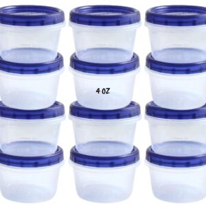 HomeyGear 12 Pack Small Twist Top Food Storage Deli Containers Leak-Proof Airtight Storage Canisters with Screw & Seal Lids BPA-Free Stackable Reusable Kitchen Essentials Snack 4-Ounce