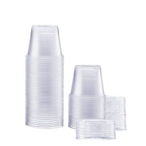 comfy package [50 sets] 5.5 oz. plastic portion cups with lids, souffle cups, condiment cups