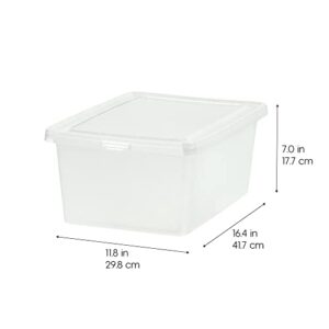 IRIS USA 17 Qt Clear Storage Box, BPA-Free Plastic Stackable Bin with Lid, 12 Pack, Containers to Organize Shoes and Closet Shelves, Classroom Organization Teacher Tools, Game Storage