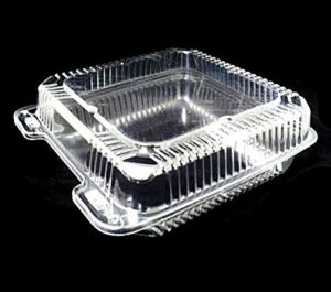 durable packaging 8" x 8" x 3" clear hinged plastic food bakery take-out container (pack of 25)