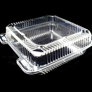 Durable Packaging 8" x 8" x 3" Clear Hinged Plastic Food Bakery Take-Out Container (pack of 25)