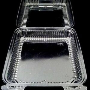 Durable Packaging 8" x 8" x 3" Clear Hinged Plastic Food Bakery Take-Out Container (pack of 25)