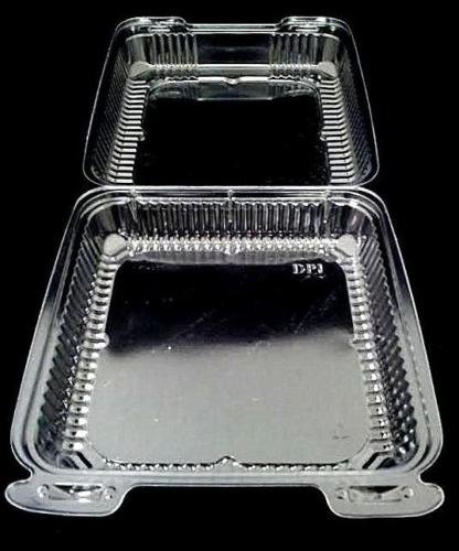 Durable Packaging 8" x 8" x 3" Clear Hinged Plastic Food Bakery Take-Out Container (pack of 25)