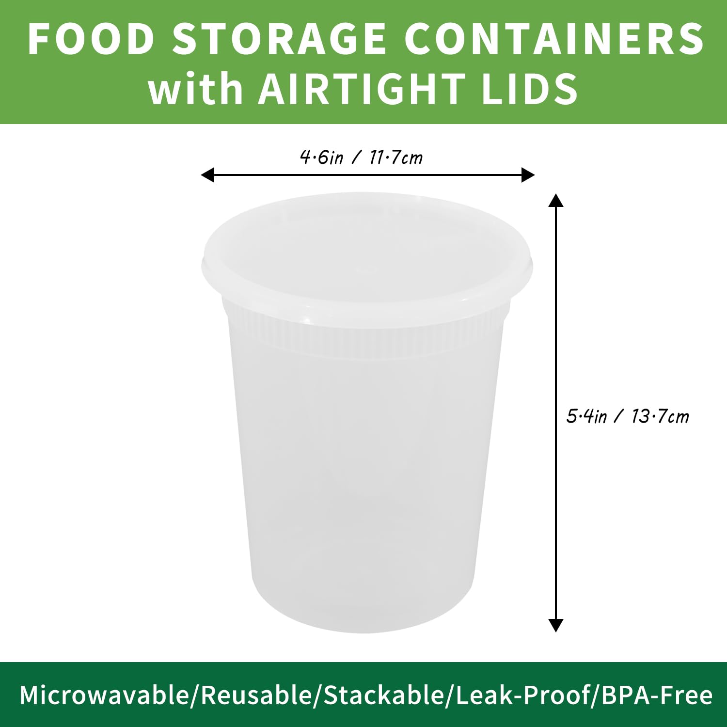 [50 Sets - 32 oz.] Plastic Deli Disposable Food Storage Containers With Airtight Lids, Deli, Slime, Soup, Meal Prep Containers | BPA Free | Stackable | Leakproof | Microwave/Dishwasher/Freezer Safe…