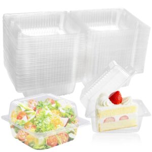 xanllaxa 100 pcs clear plastic square hinged food container,plastic take out containers,disposable clamshell food containers for salads,pasta,dessert,sandwiches(5.3x4.7x2.8 in)