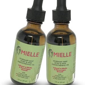 Mielle Organics Hair Products Rosemary Mint Hair Growth Oil 2 oz,(Pack of 2),Infused with Biotin to Encourage and Strengthen Hair Growth,Rid of Itchy and Dry Scalp