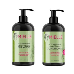 mielle - rosemary mint - biotin infused - encourages growth hair products for stronger and healthier hair - shampoo & new conditioner styling bundle set 2 pcs