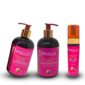 mielle’s pomegranate and honey leave in conditioner,curl smoothie,curl mossue combo,provides long-lasting moisture,specially formulated for thick,curly hair