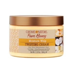 creme of nature, curl cream for curly hair, pure honey moisture whip twisting cream for dry dehydrated hair, 11.5 fl oz