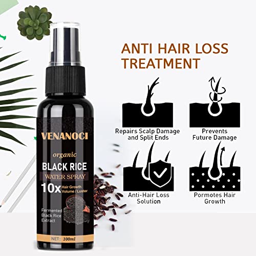 Venanoci Hair Growth Serum, Rice Water Spray for Women & Men Treatment For Hair Loss, Damaged Dry Hair, Hair Regrowth for Thicker Longer Fuller Hair with Castor oil Ginger