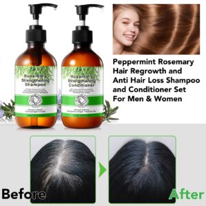 Rosemary Shampoo and Conditioner,Hair Growth Shampoo and Conditioner for Thinning Hair Strengthening Scalp Health Promotes Hair Regrowth,Shampoo and Conditioner for Hair Loss for Women Men