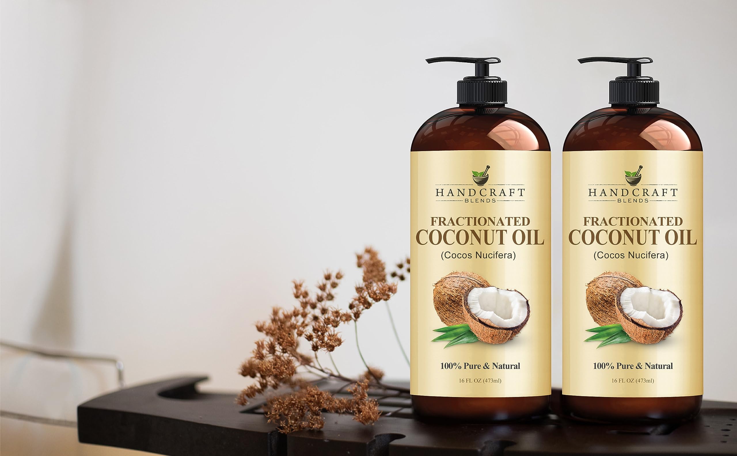 Handcraft Blends Castor Oil with Rosemary Oil and Coconut Oil for Hair Growth, Eyelashes and Eyebrows - 100% Pure and Natural Carrier Oil, Hair Oil and Body Oil - 8 fl. Oz & 16 fl. Oz