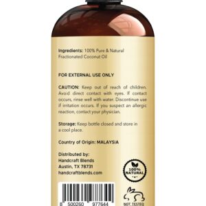 Handcraft Blends Castor Oil with Rosemary Oil and Coconut Oil for Hair Growth, Eyelashes and Eyebrows - 100% Pure and Natural Carrier Oil, Hair Oil and Body Oil - 8 fl. Oz & 16 fl. Oz