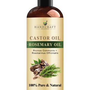 Handcraft Blends Castor Oil with Rosemary Oil and Coconut Oil for Hair Growth, Eyelashes and Eyebrows - 100% Pure and Natural Carrier Oil, Hair Oil and Body Oil - 8 fl. Oz & 16 fl. Oz